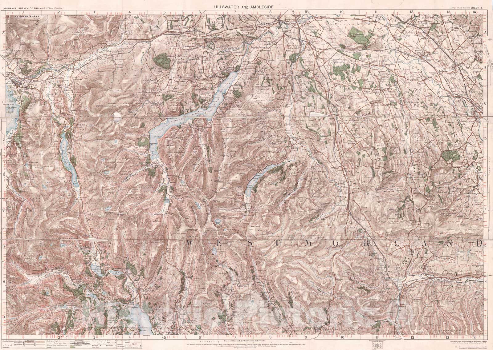 Historic Map : 1907 Ullswater and Ambleside : Vintage Wall Art ...