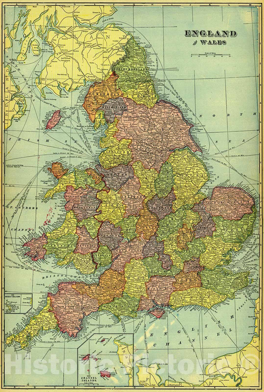 Historic Map : 1907 England and Wales : Vintage Wall Art – Historic ...