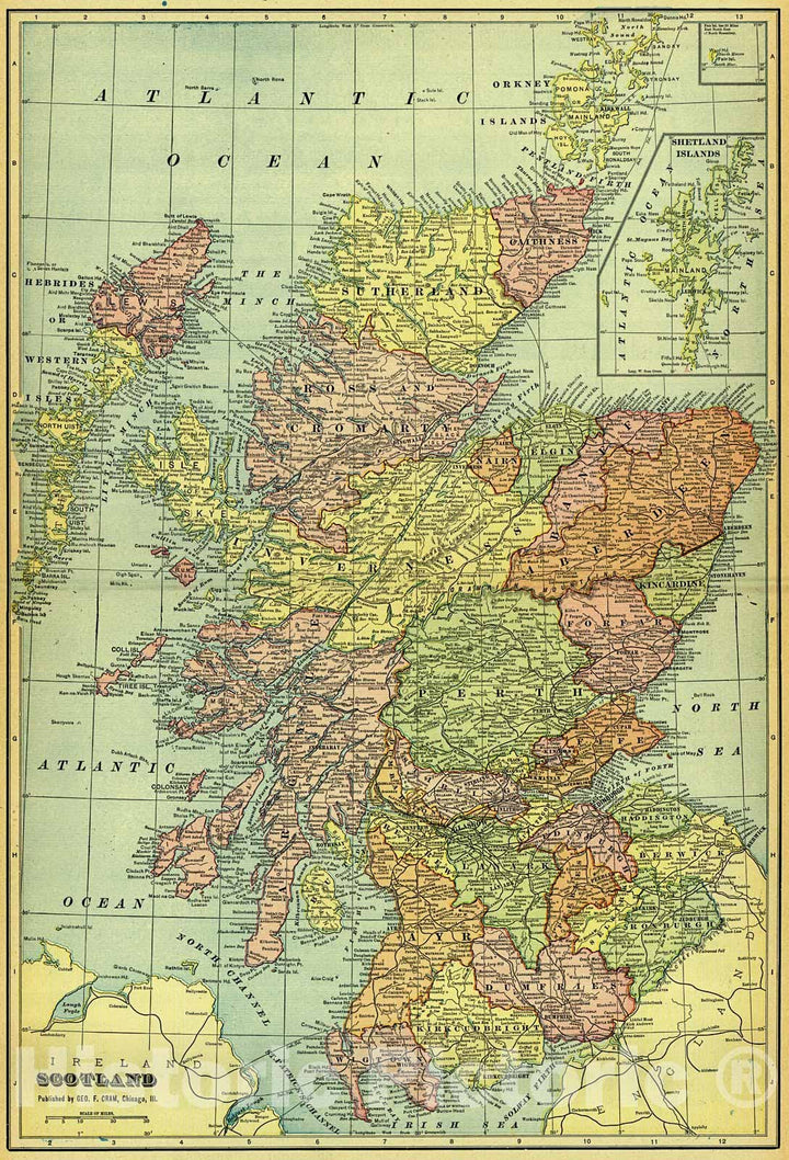 Historic Map : 1907 Scotland : Vintage Wall Art – Historic Pictoric