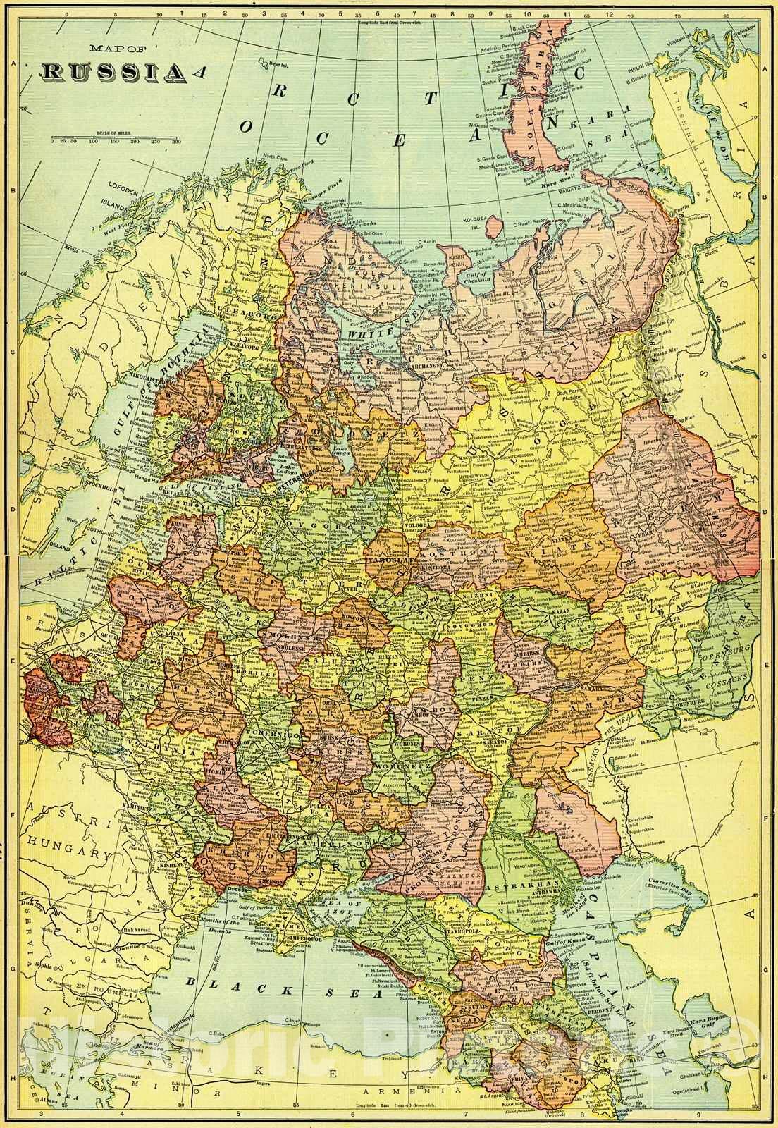 Historic Map : 1907 Map of Russia : Vintage Wall Art – Historic Pictoric