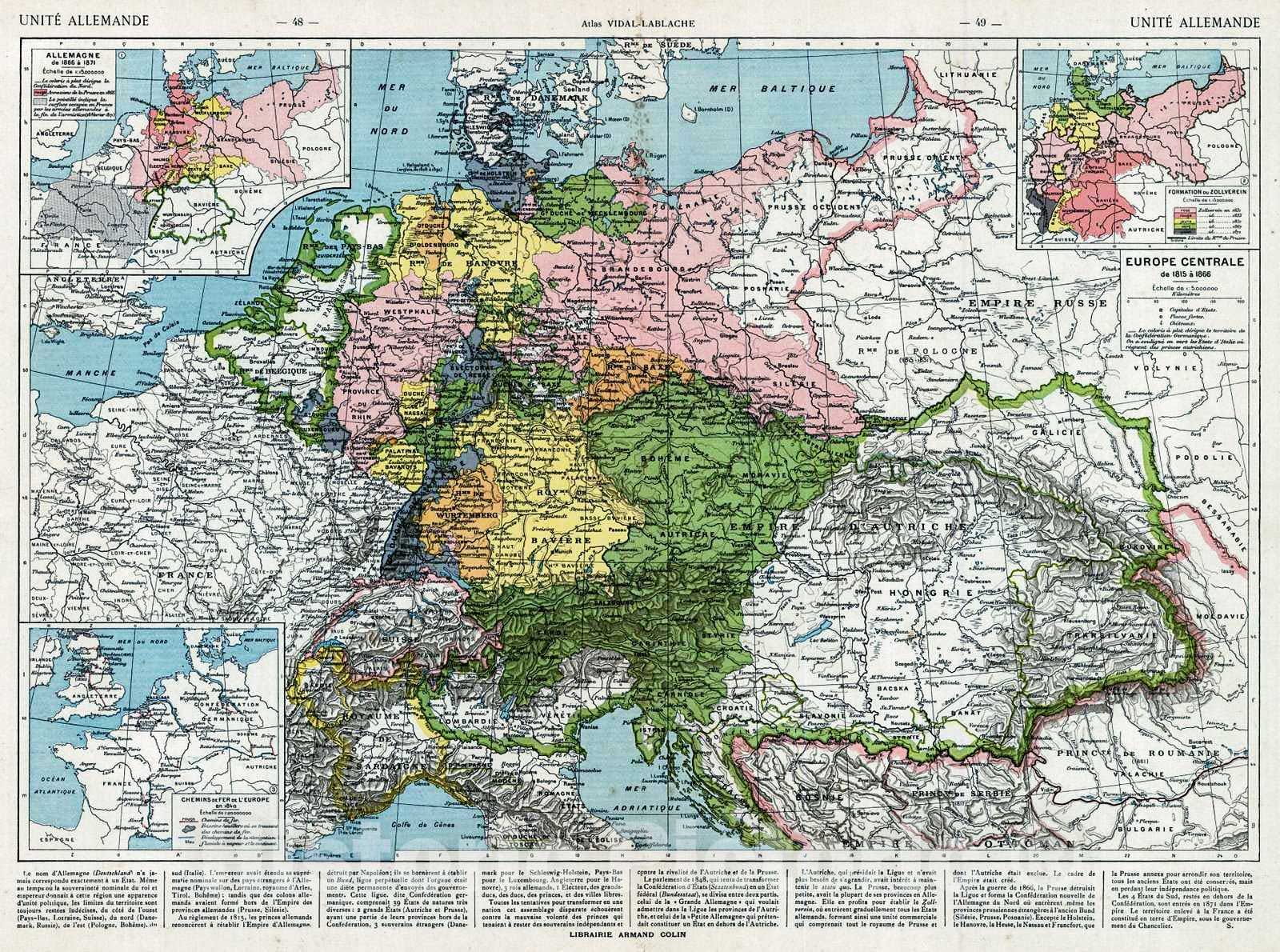 Historic Map : 1908 Europe Centrale de 1815 a 1866 : Vintage Wall Art ...
