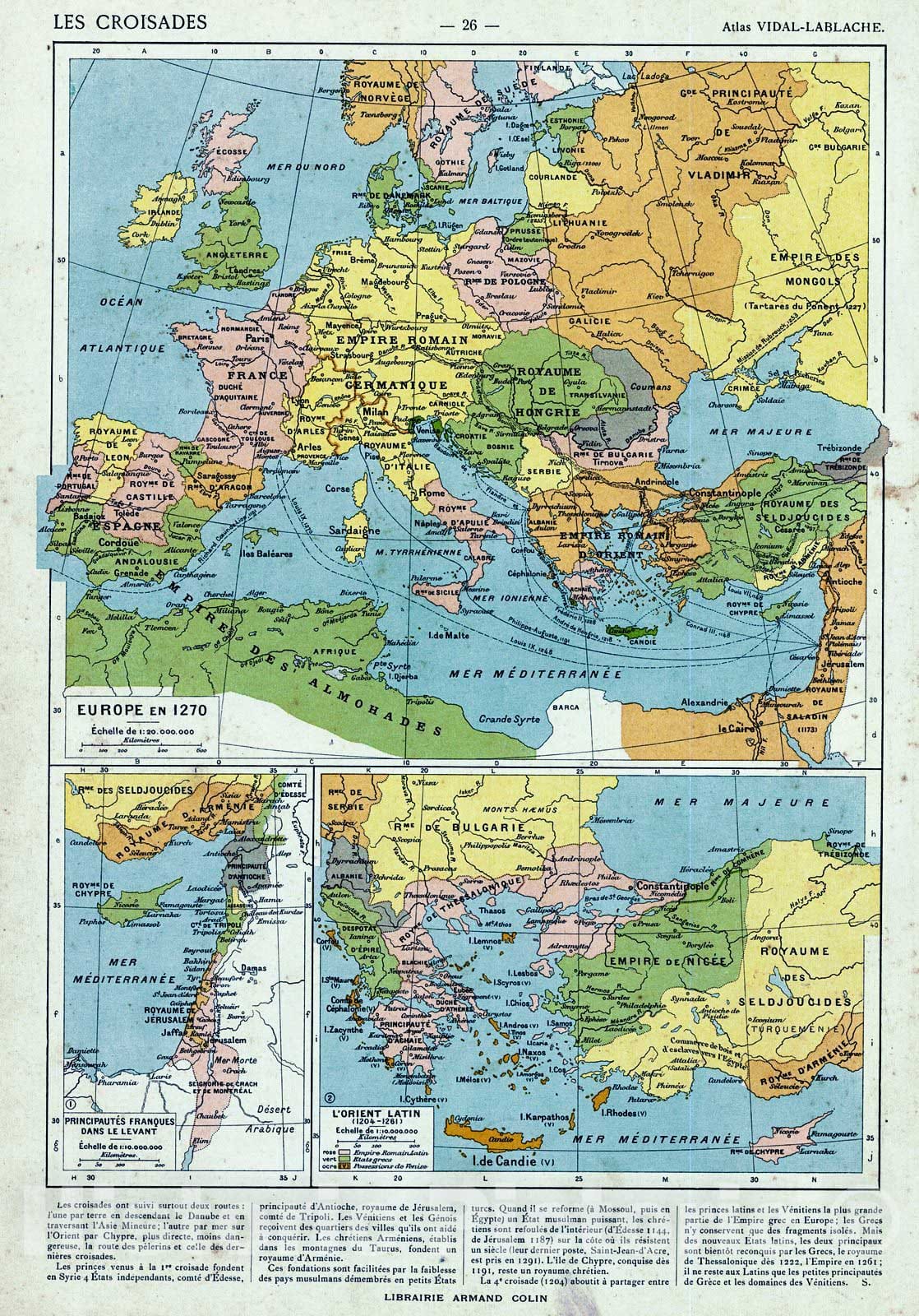 Historic Map : 1908 Europe en 1270 : Vintage Wall Art – Historic Pictoric