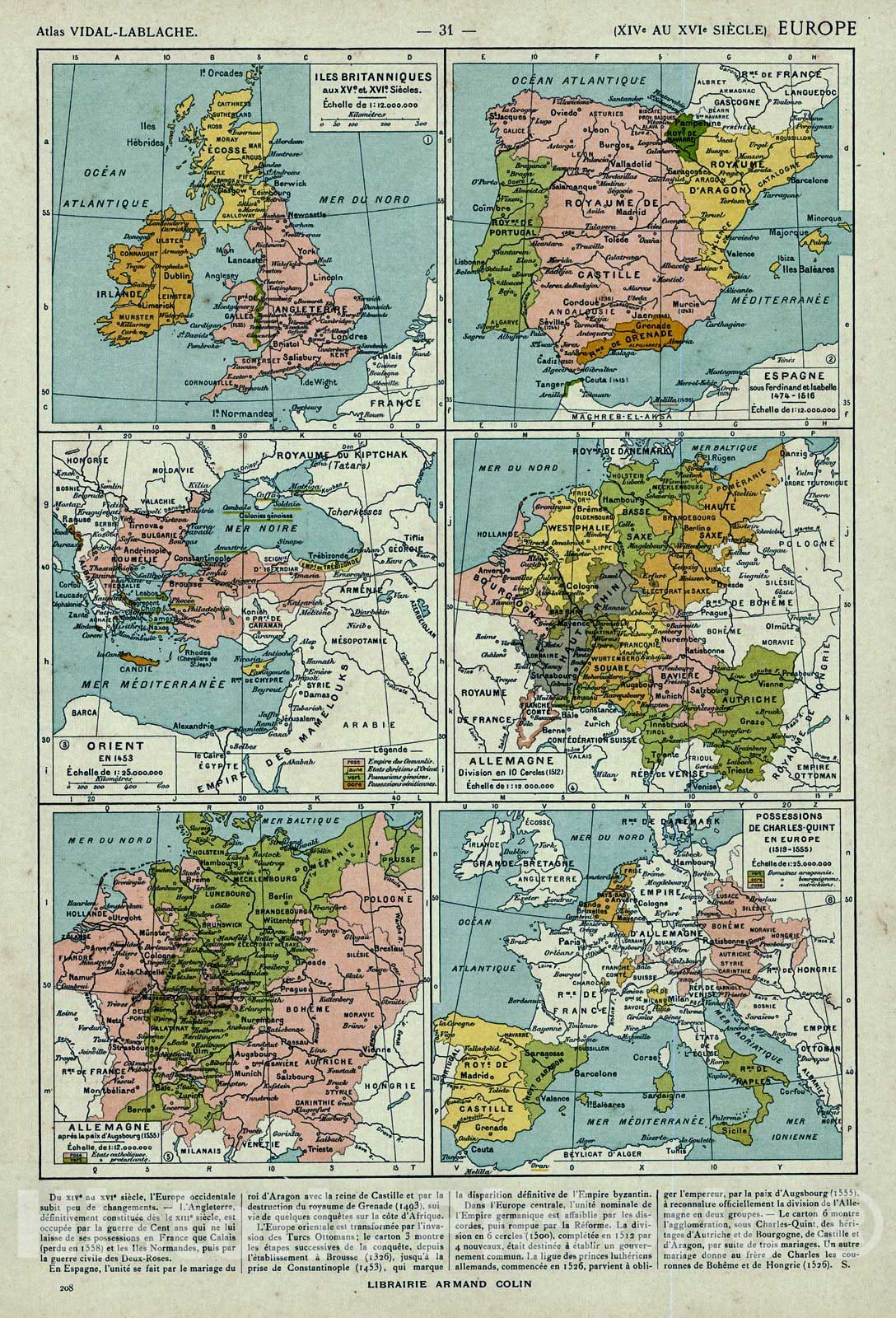 Historic Map : 1908 Europe (XIV au XVI Siecle) : Vintage Wall Art ...