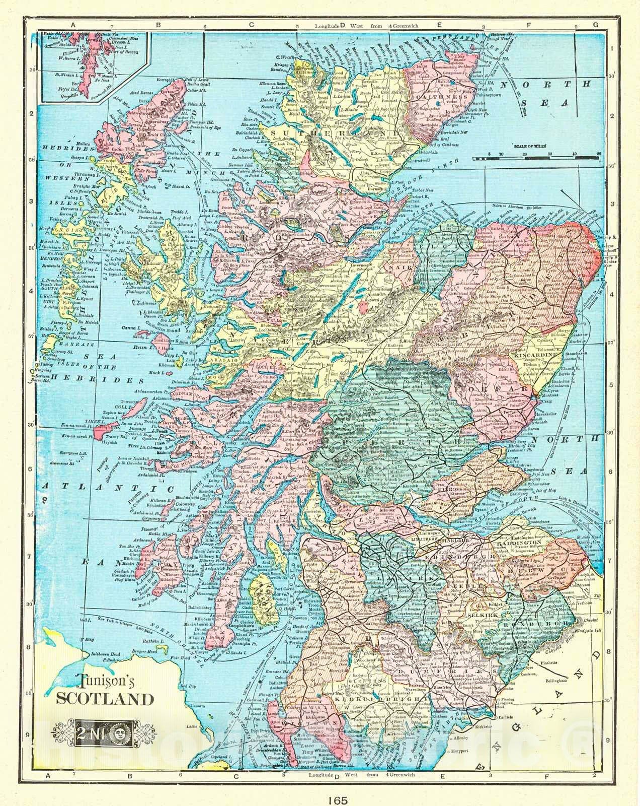 Historic Map : 1909 Scotland : Vintage Wall Art – Historic Pictoric