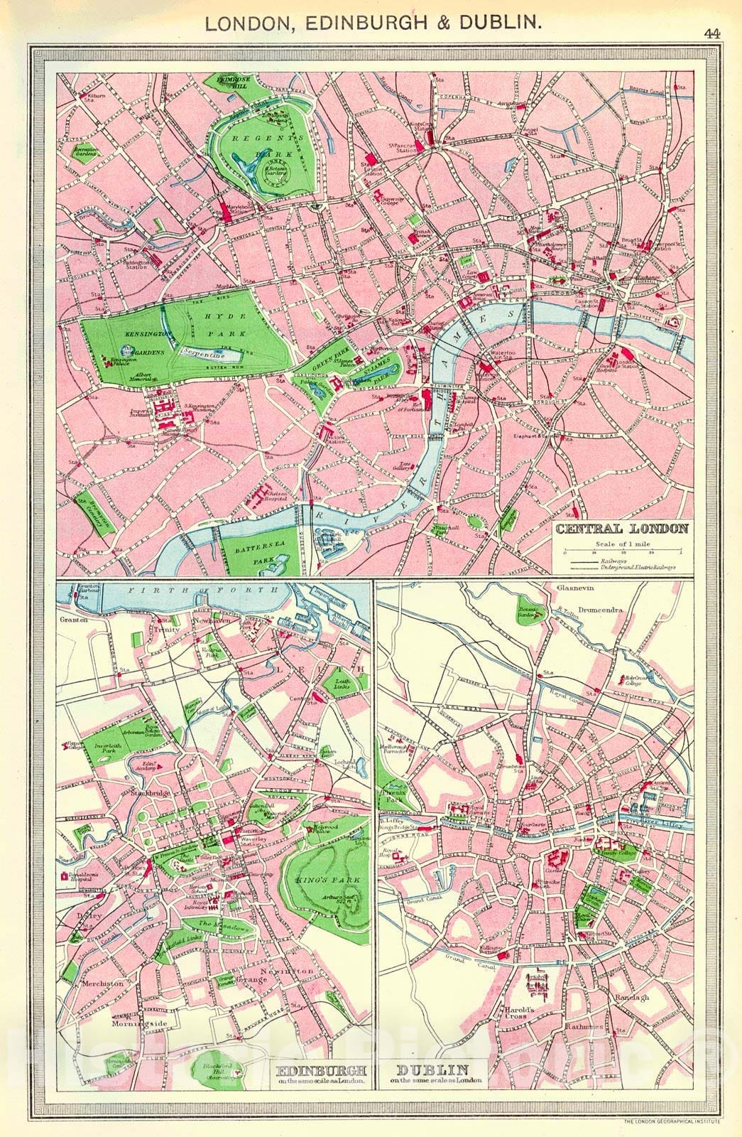 Historic Map : 1910 London, Edinburgh, Dublin : Vintage Wall Art ...