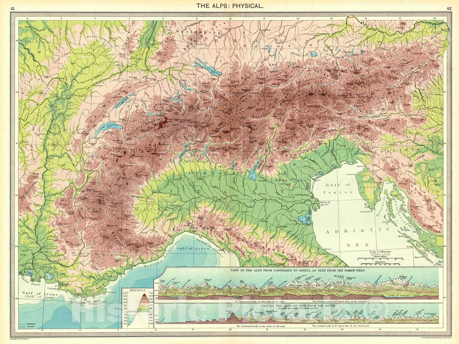 Historic Map : 1910 The Alps: Physical : Vintage Wall Art – Historic ...