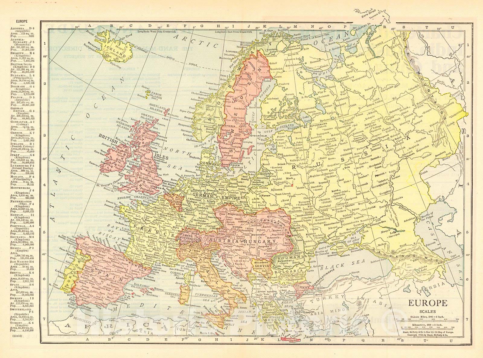 Historic Map : 1913 Europe : Vintage Wall Art – Historic Pictoric