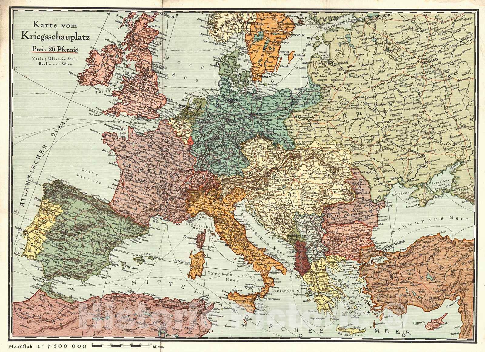 Historic Map : 1915 Karte vom Kriegsschauplatz : Vintage Wall Art ...