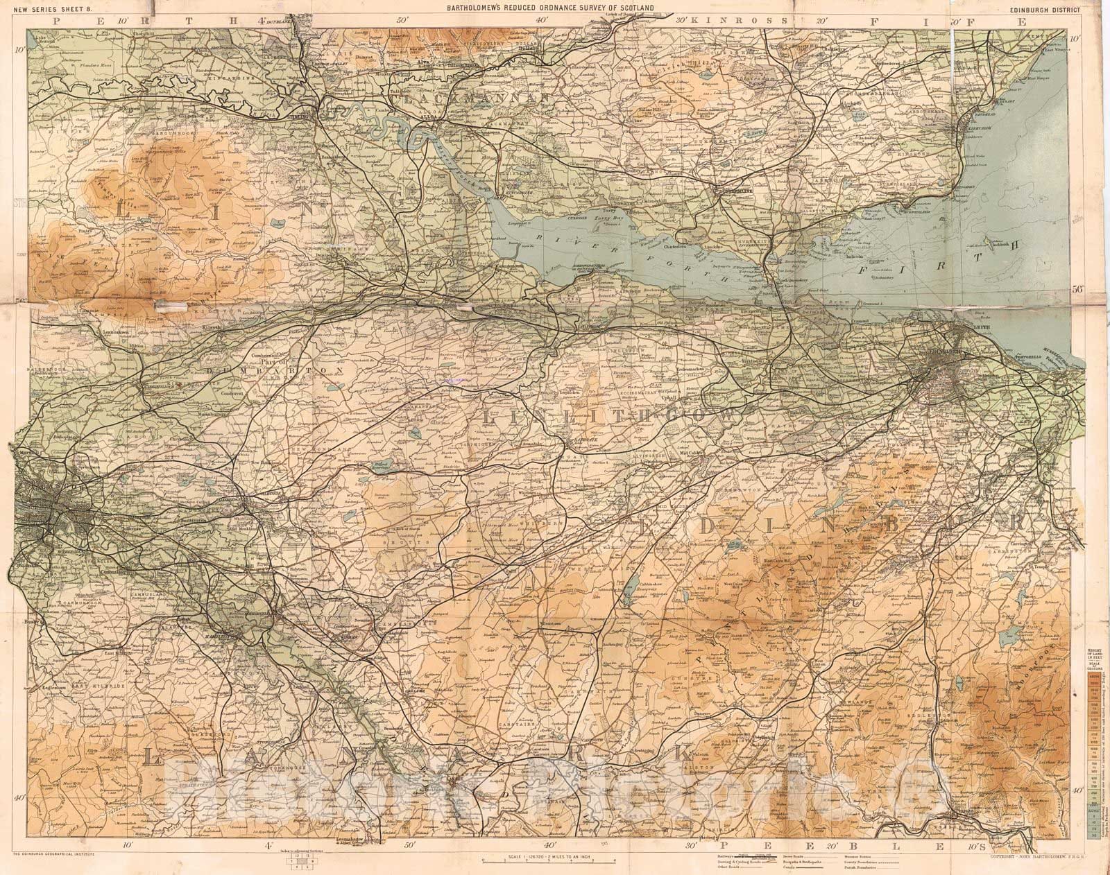 Historic Map : 1920 Bartholomew's New Reduced Survey for Tourists & Cy ...