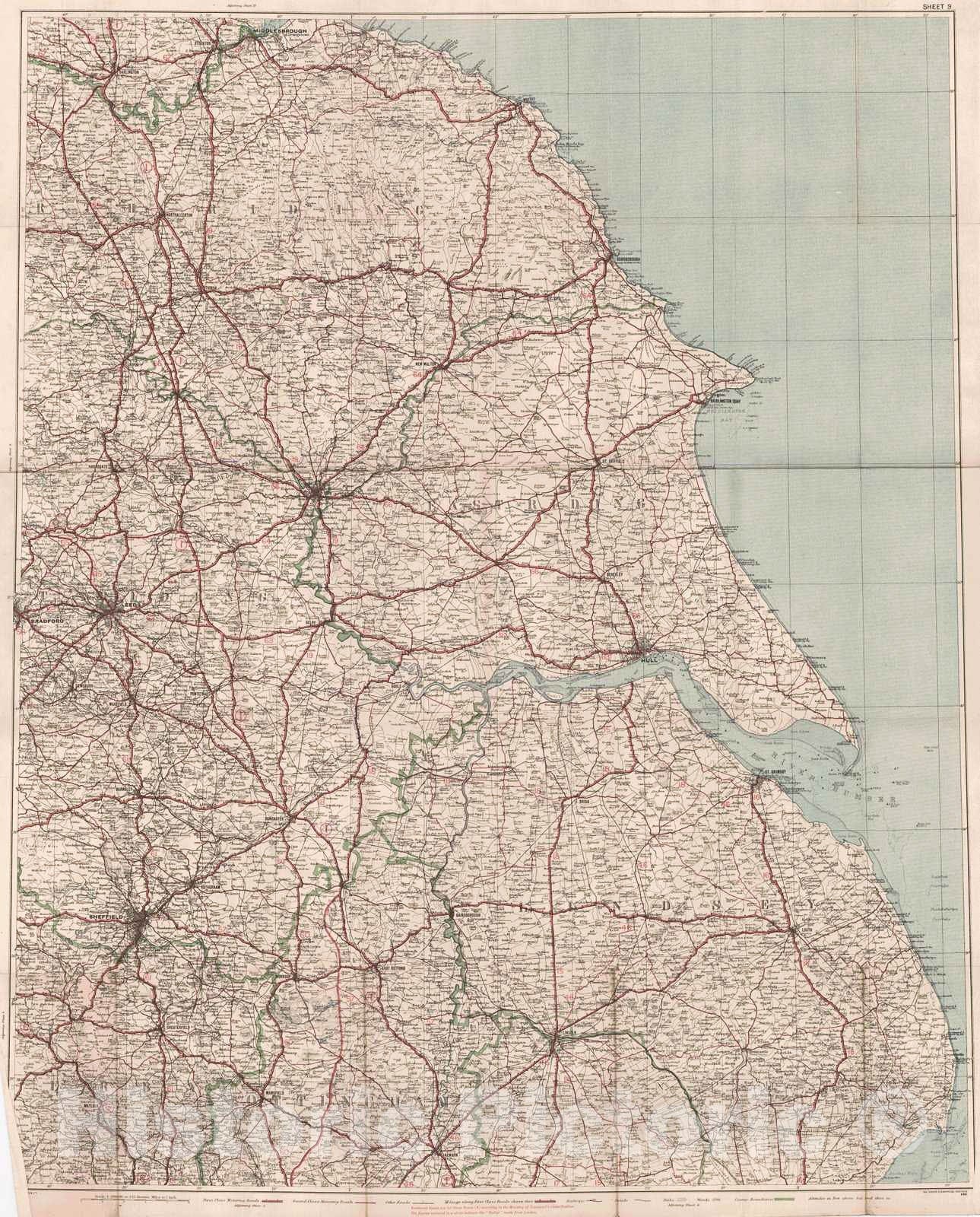 Historic Map : 1920 Philip's Ten-Sheet Road Map of England and Wales ...