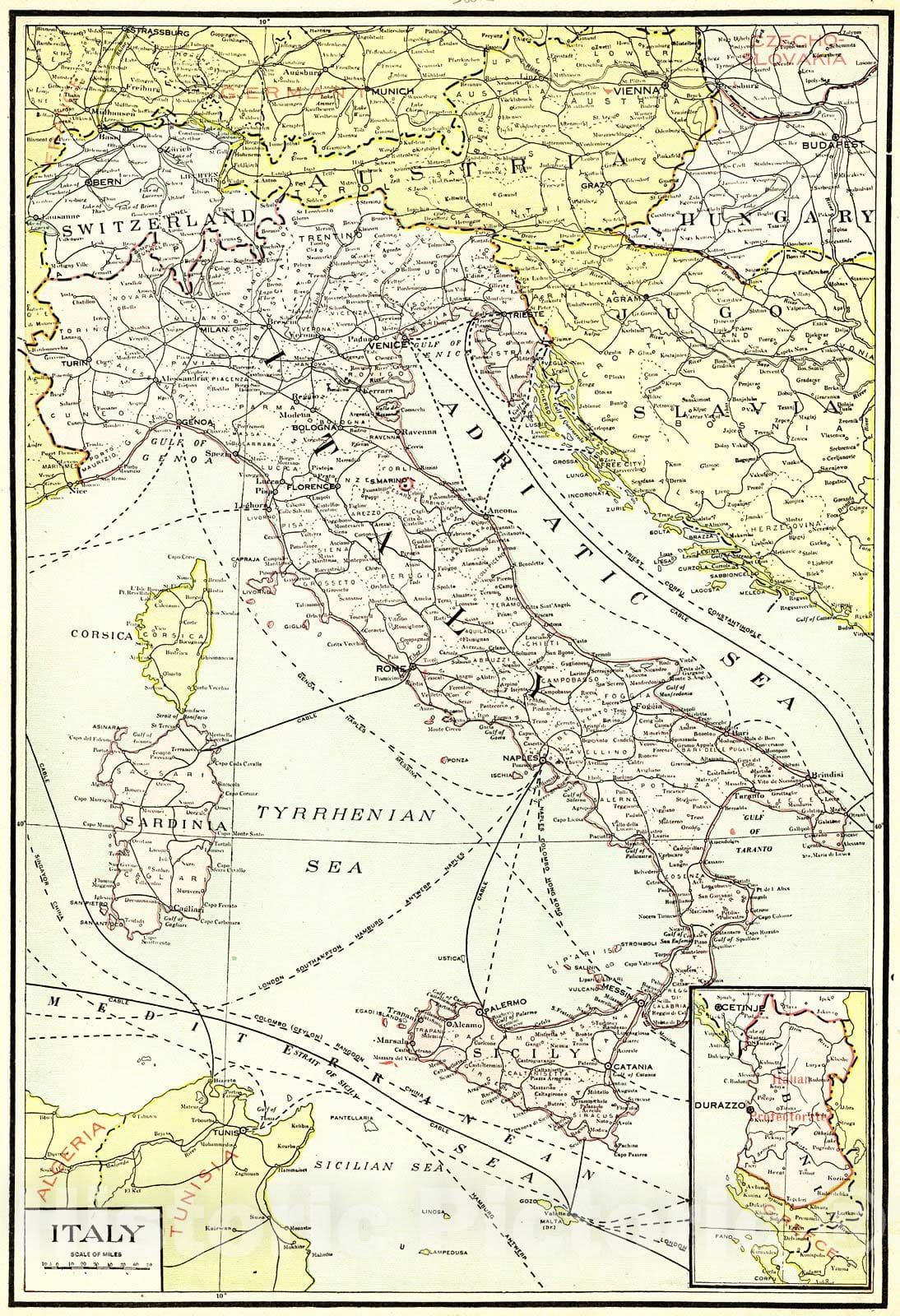 Historic Map : 1922 Italy : Vintage Wall Art – Historic Pictoric