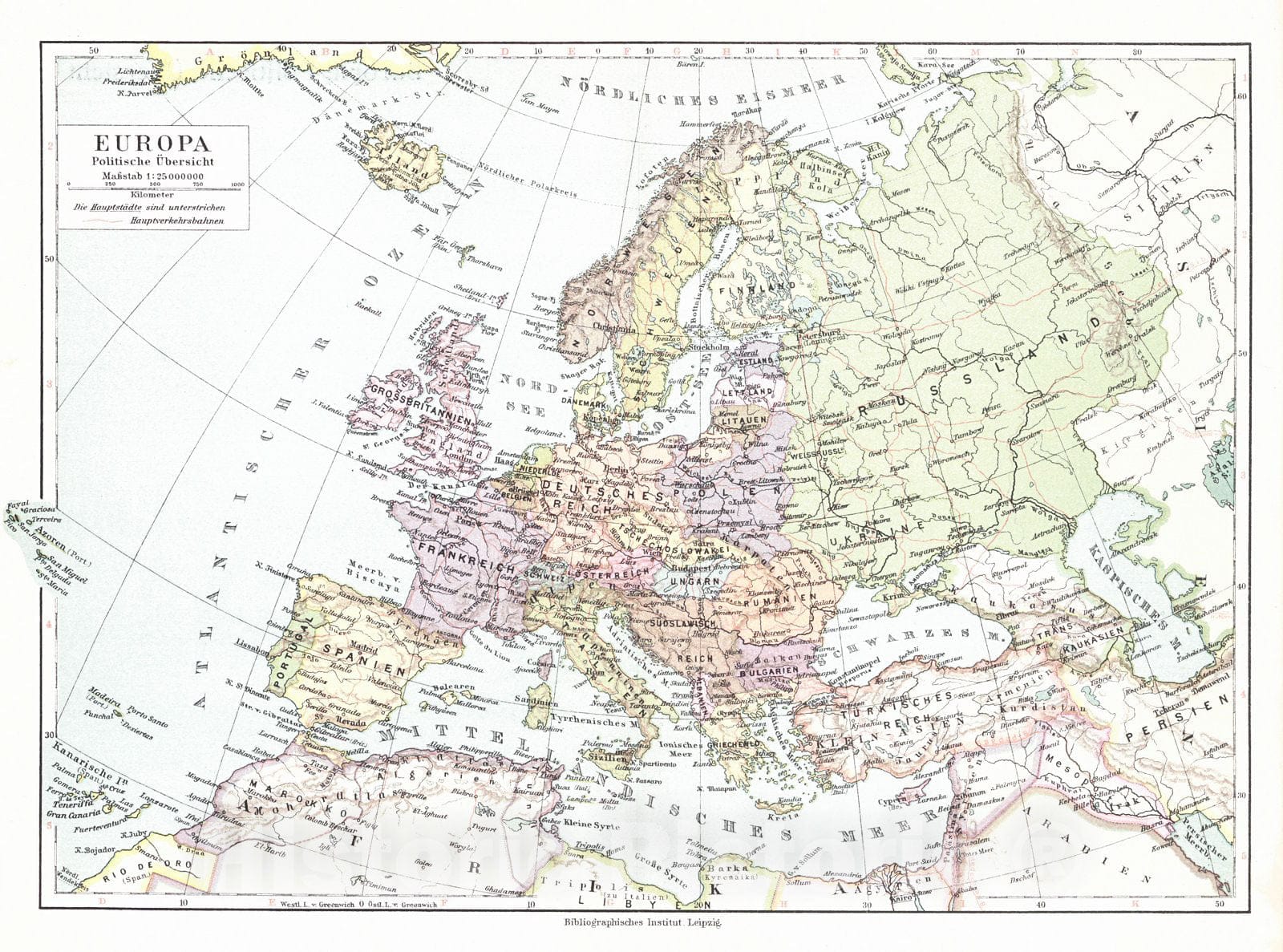Historic Map : 1924 Europe, Politische Übersicht : Vintage Wall A ...