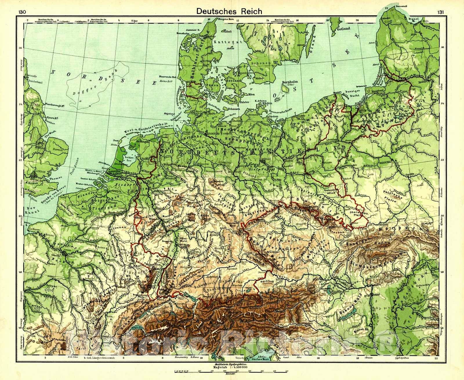 Historic Map : 1931 Deutsches Reich : Vintage Wall Art - Historic Pictoric