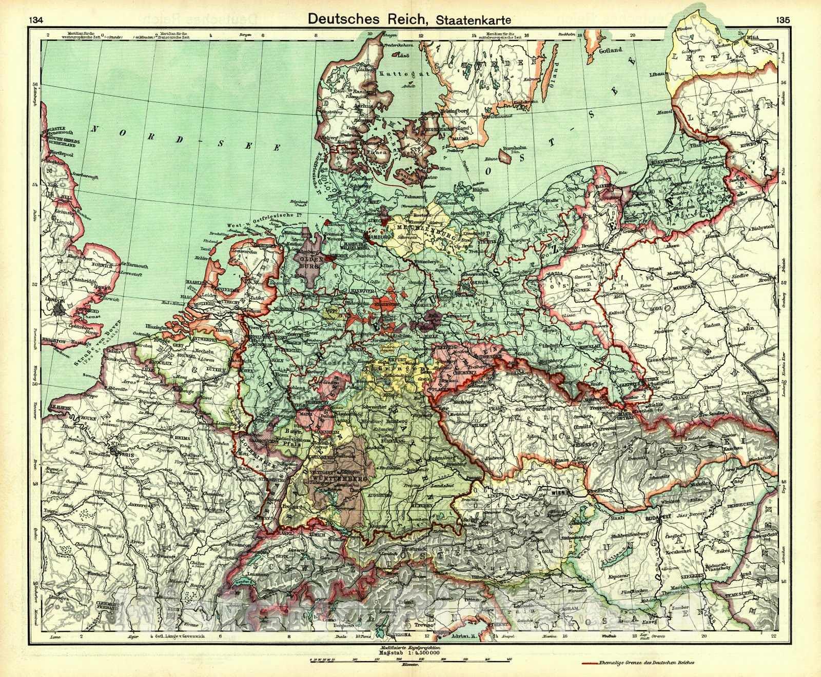 Historic Map : 1931 Deutsches Reich, Staatenkarte : Vintage Wall Art ...