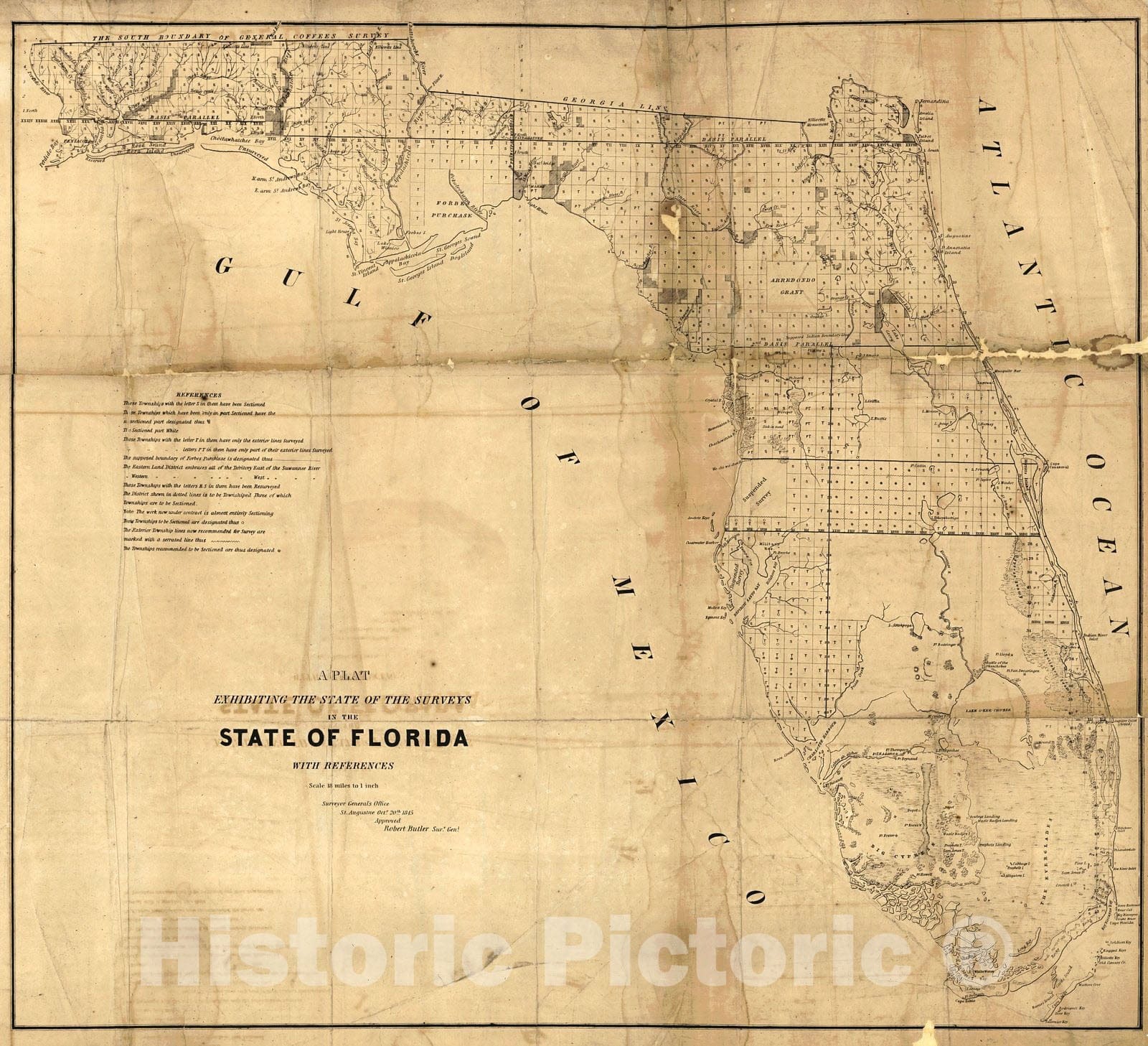 Historic Map : 1845 A Plat Exhibiting the State of the Survey in the S ...