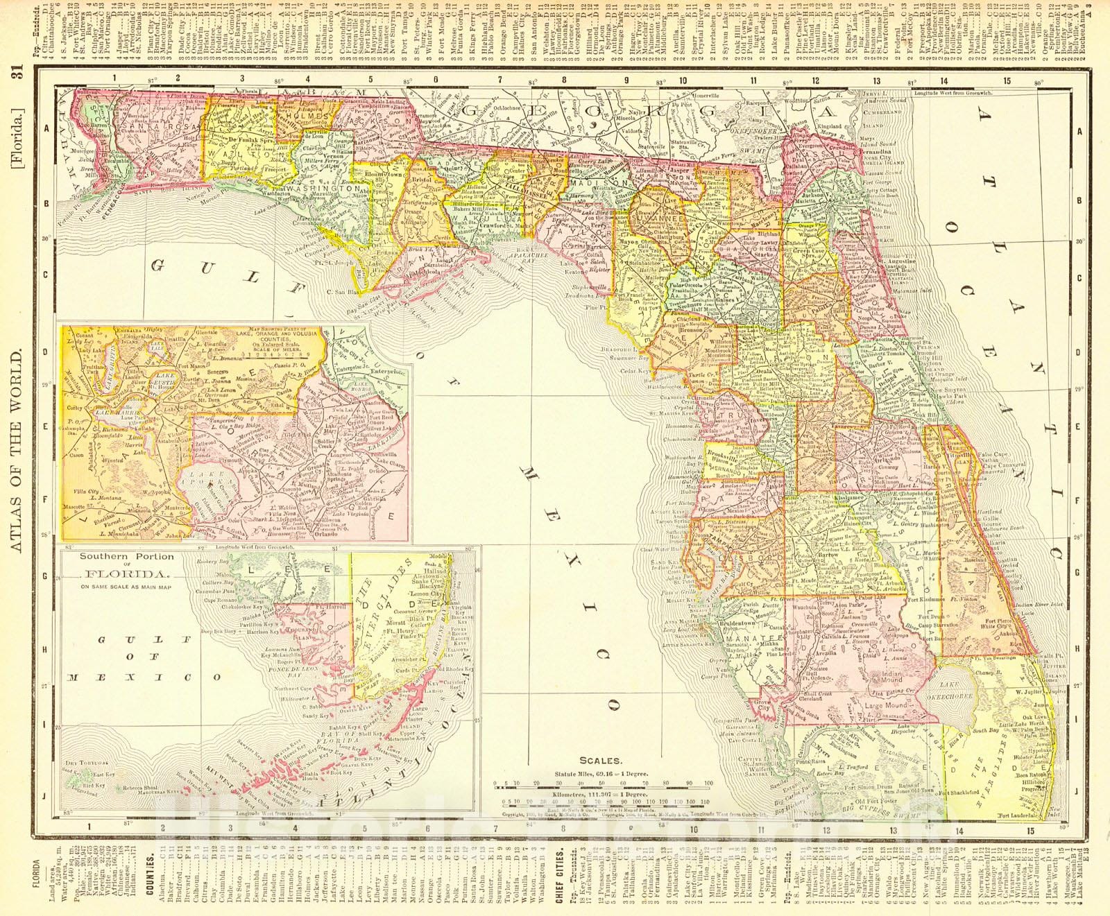 Historic Map : 1898 Florida : Vintage Wall Art – Historic Pictoric