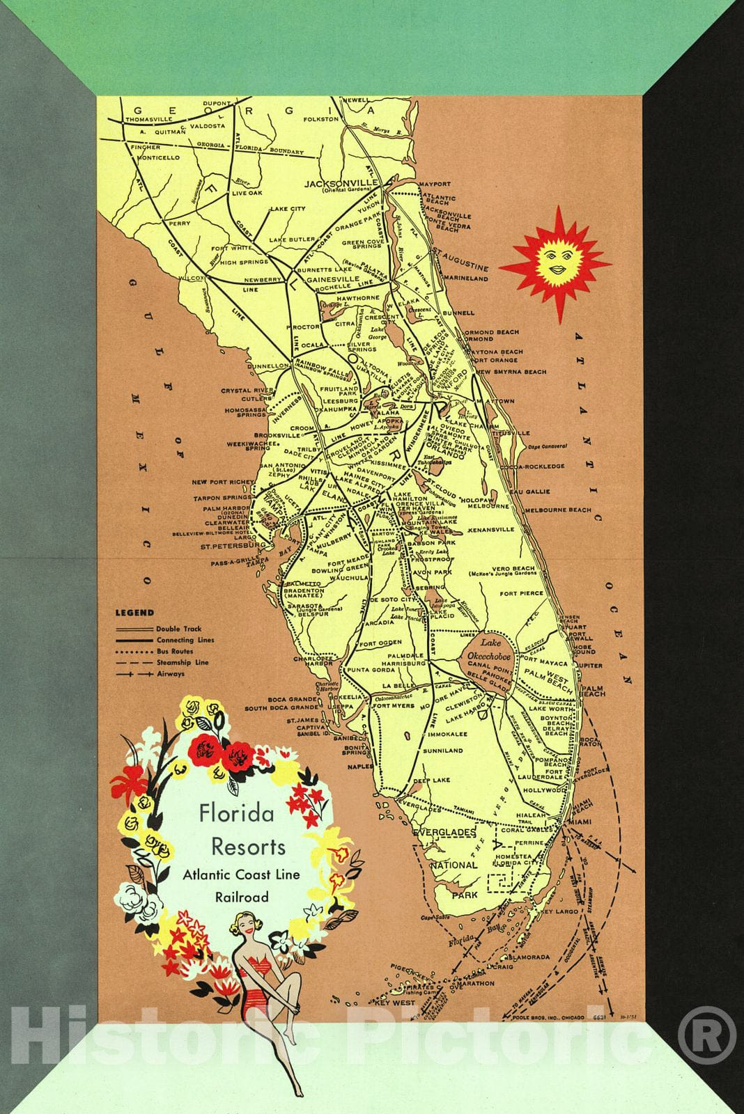 Historic Map : 1951 Florida Resorts, Atlantic Coast Line Railroad : Vi ...