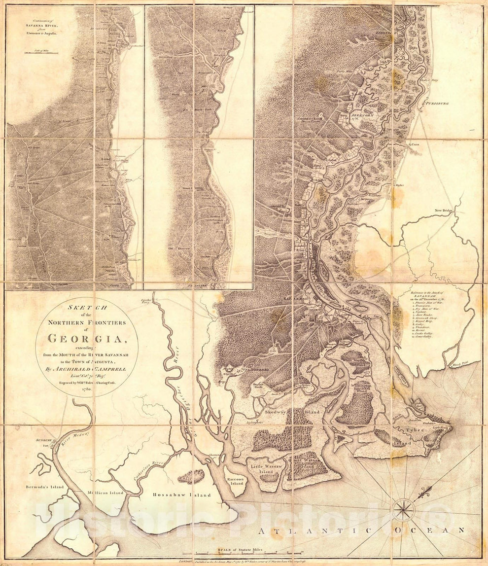 Historic Map : 1780 Sketch of the Northern Frontiers of Georgia : Vint ...