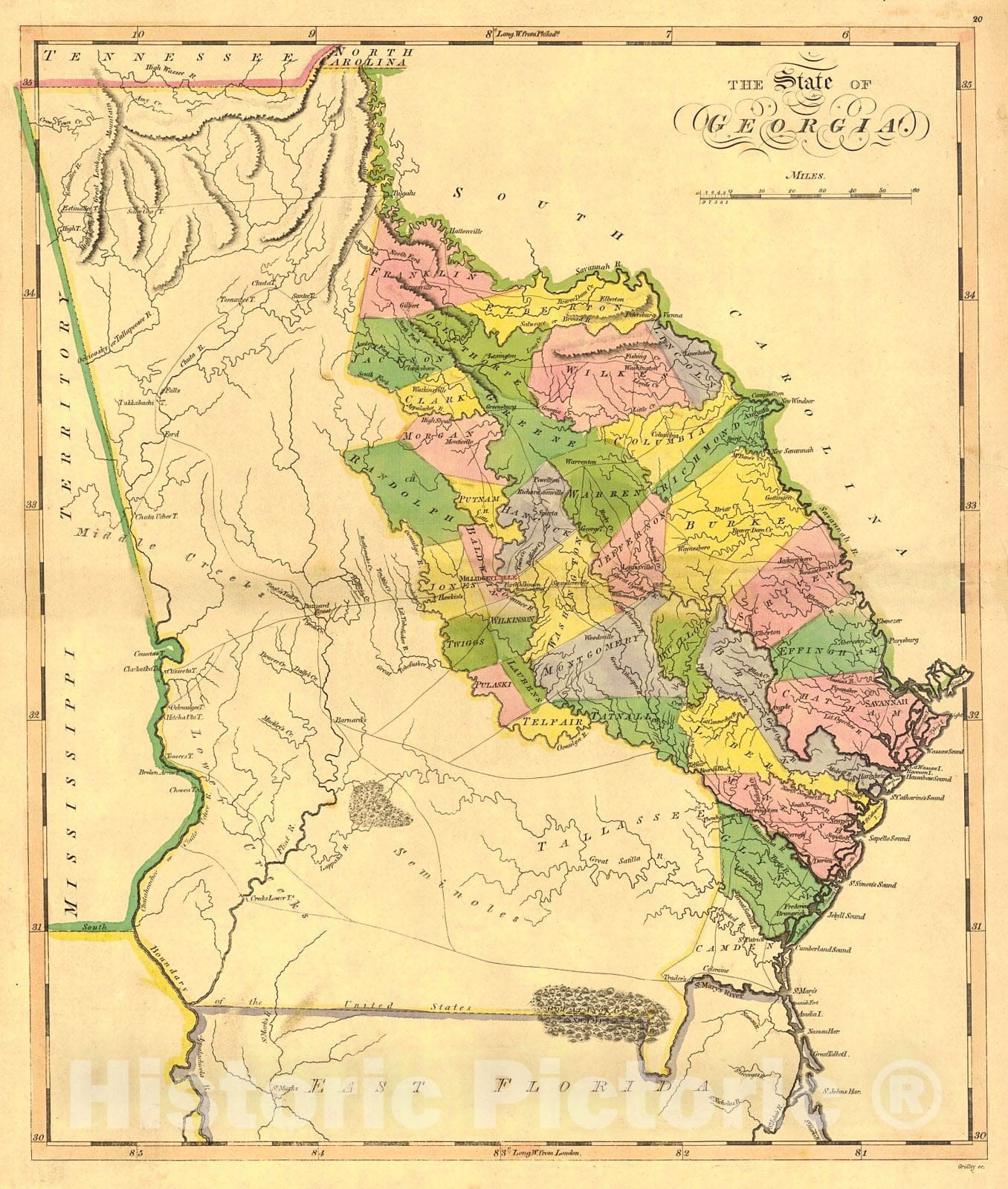 Historic Map : 1814 Georgia : Vintage Wall Art – Historic Pictoric