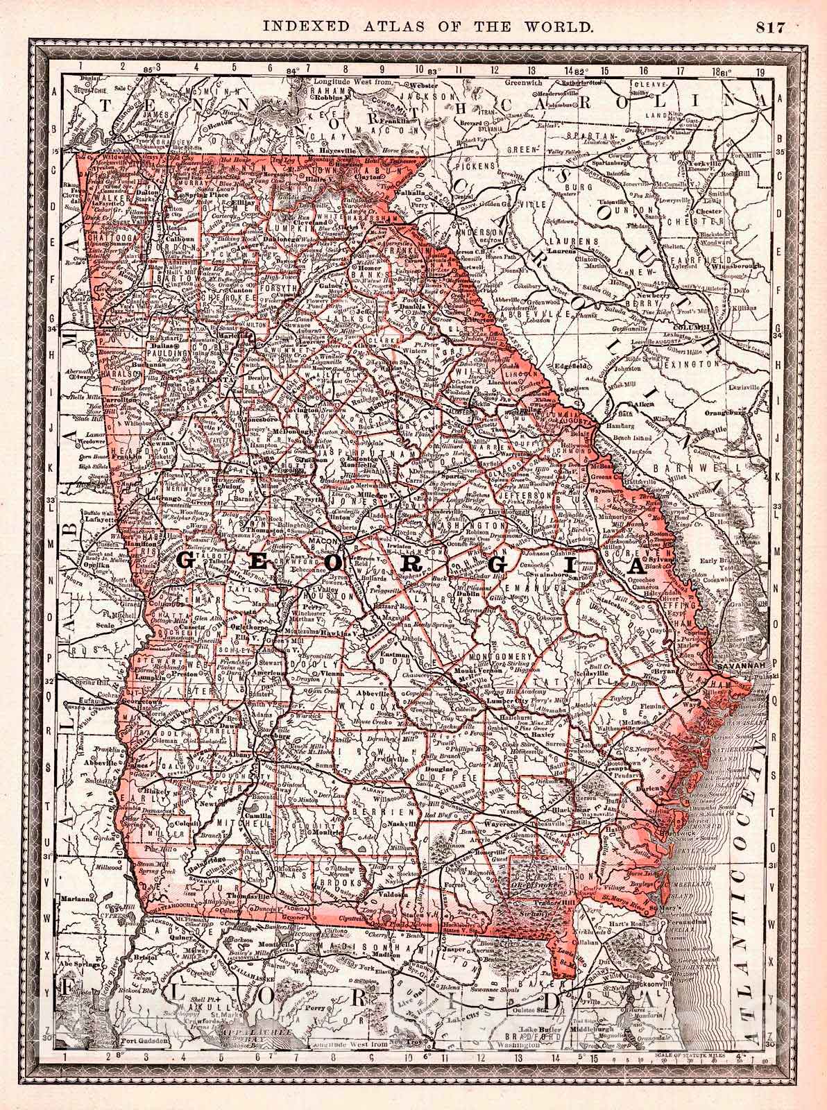 Historic Map : 1884 Georgia : Vintage Wall Art – Historic Pictoric