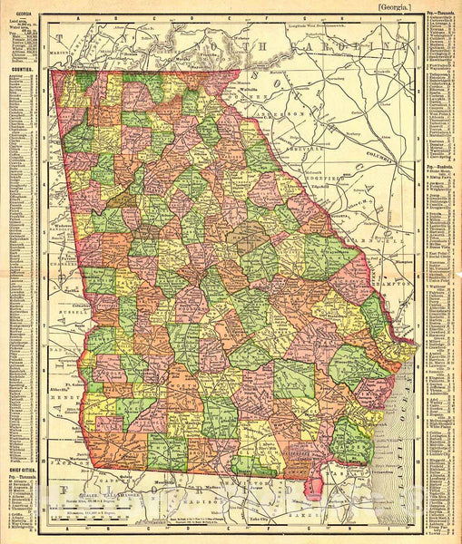 Historic Map : 1895 Georgia : Vintage Wall Art - Historic Pictoric