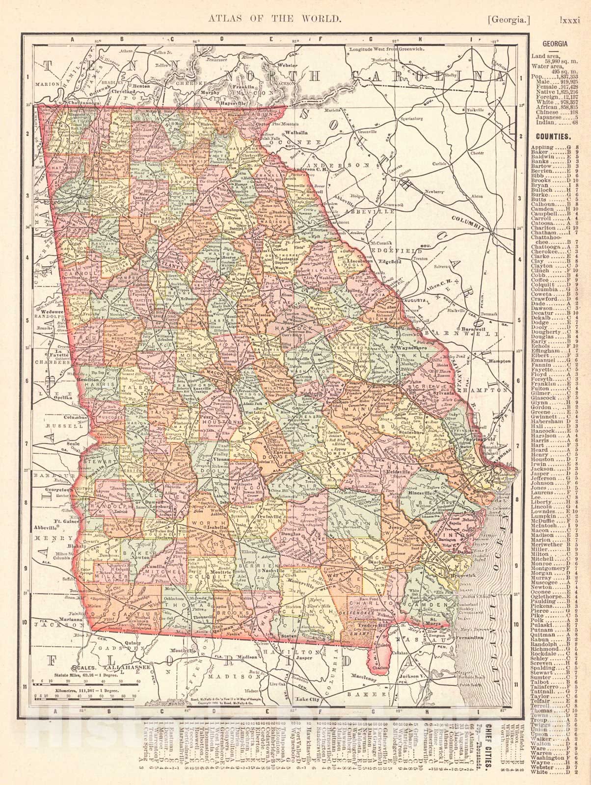 Historic Map : 1898 Georgia : Vintage Wall Art – Historic Pictoric