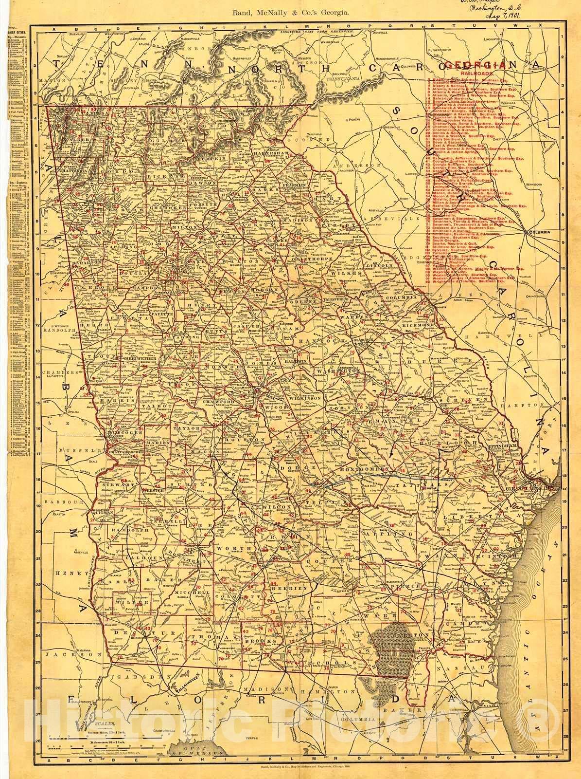 Historic Map : 1900 Georgia Railroads : Vintage Wall Art – Historic ...