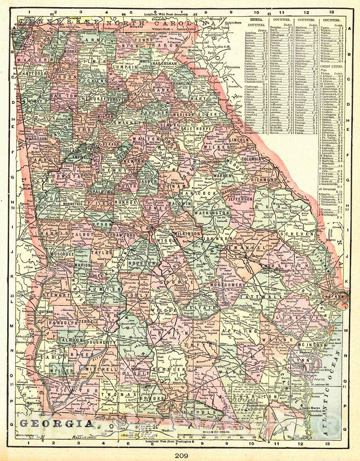 Historic Map : 1901 Georgia : Vintage Wall Art – Historic Pictoric