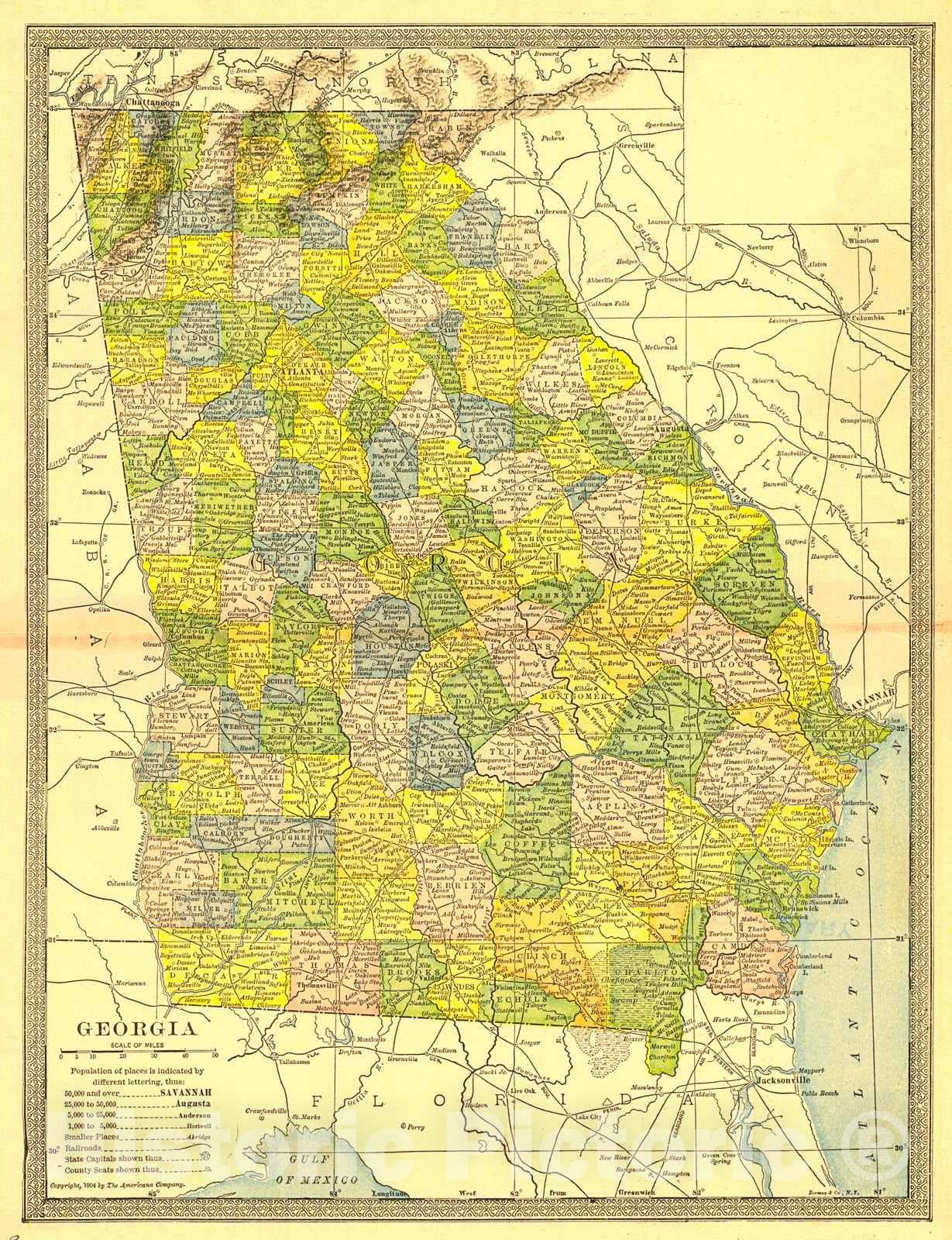 Historic Map : 1904 Georgia : Vintage Wall Art – Historic Pictoric