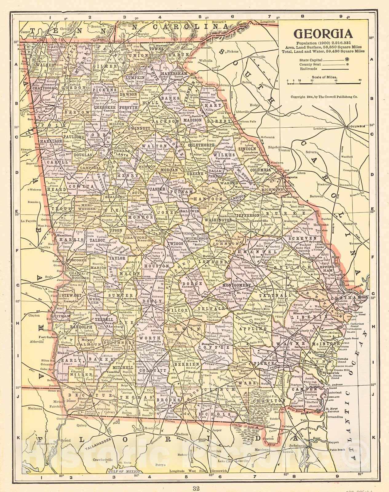 Historic Map : 1905 Georgia : Vintage Wall Art – Historic Pictoric
