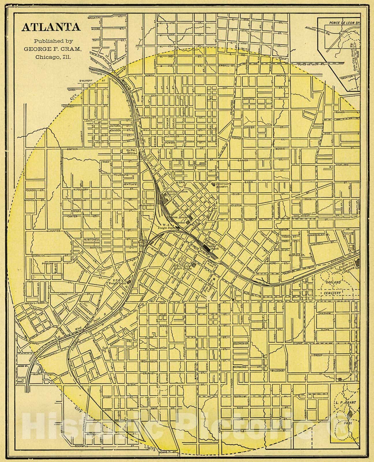 Historic Map : 1907 Atlanta : Vintage Wall Art – Historic Pictoric