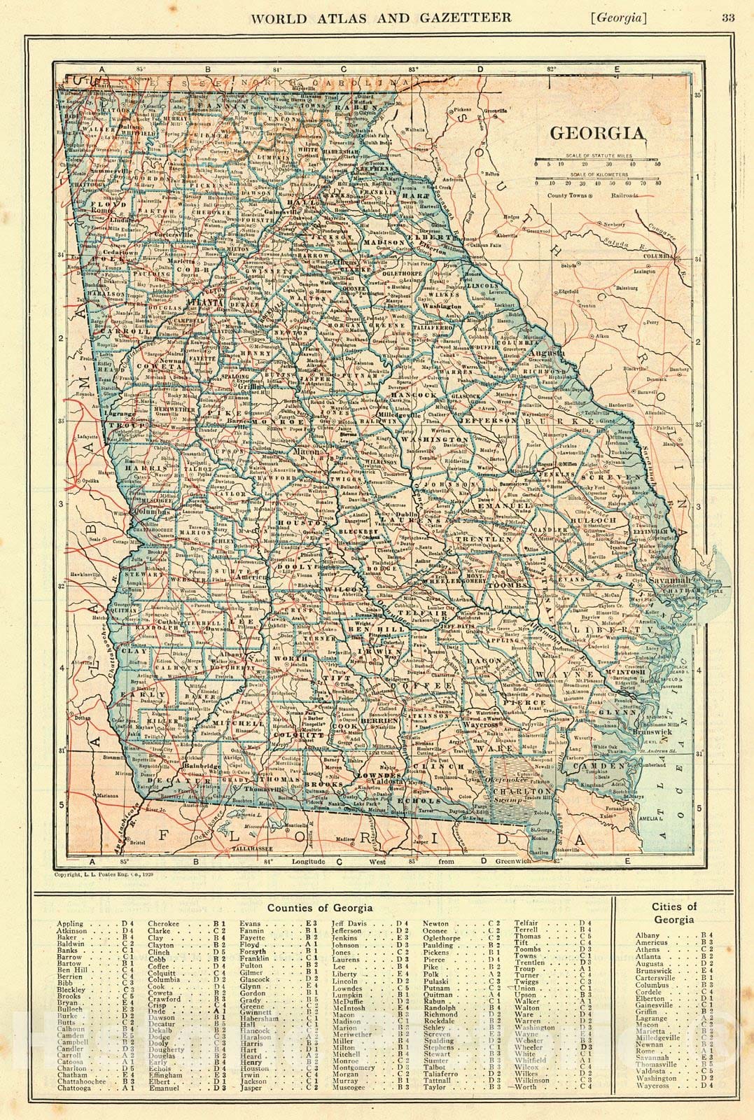Historic Map : 1920 Georgia : Vintage Wall Art – Historic Pictoric