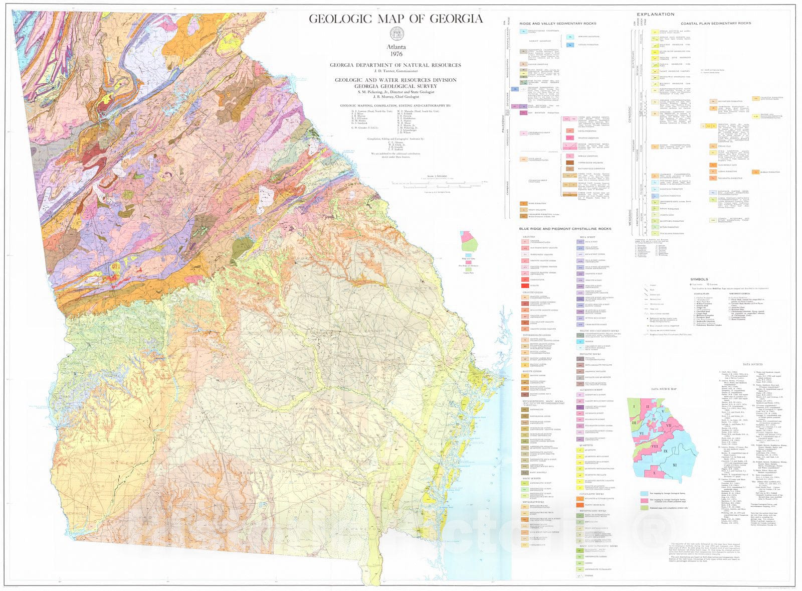 Historic Map : 1976 Geologic Map of Georgia : Vintage Wall Art ...