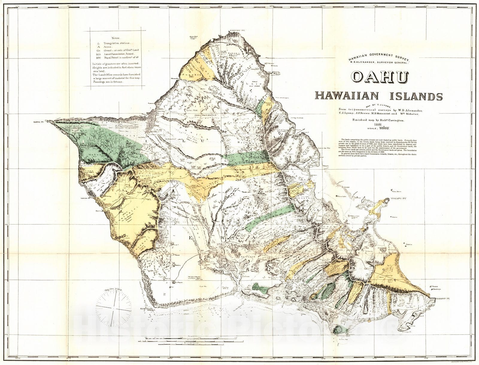 Historic Map : 1881 Oahu Hawaiian Islands : Vintage Wall Art – Historic ...