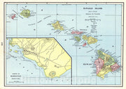 Historic Map : 1898 Hawaiian Islands : Vintage Wall Art – Historic Pictoric