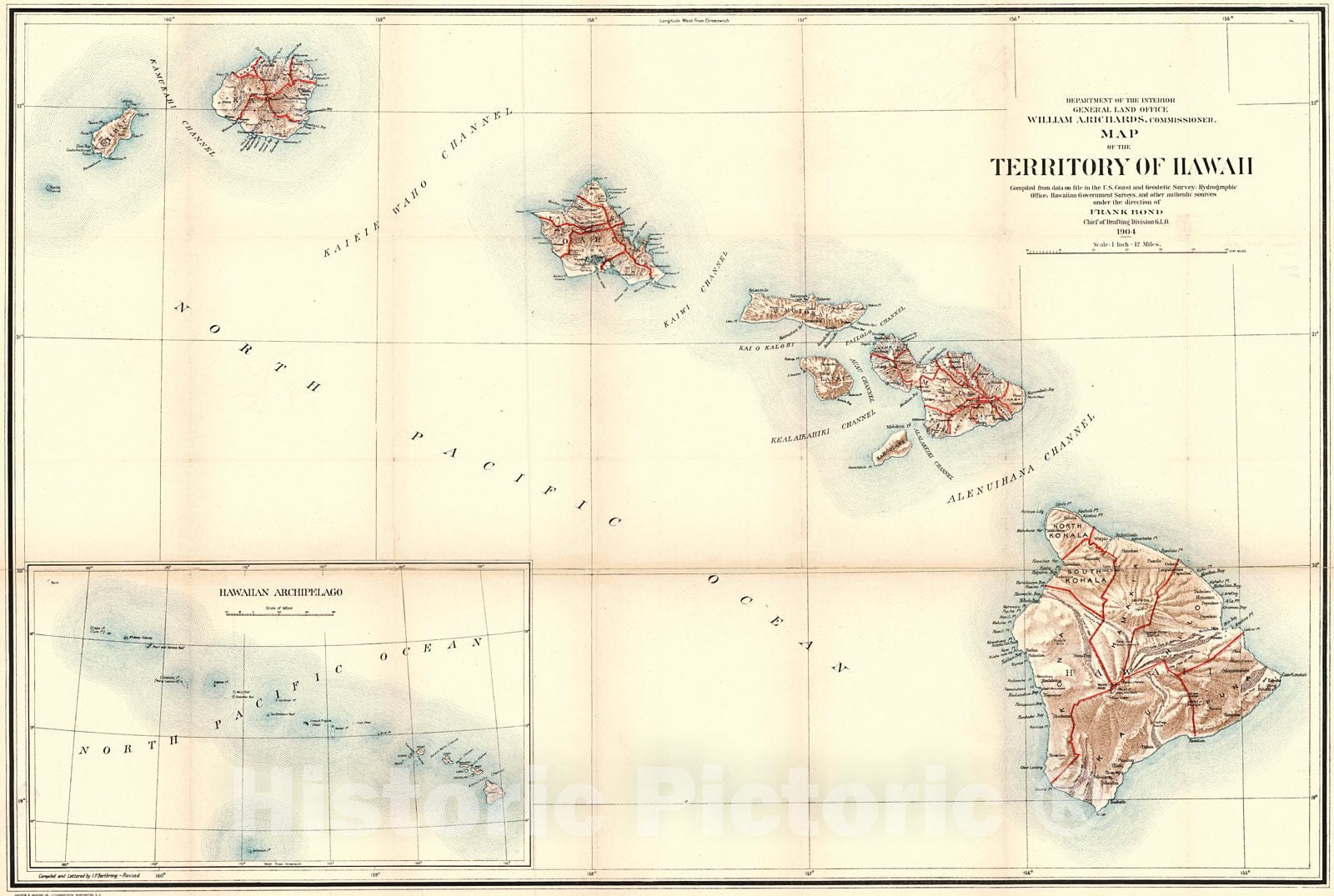 Historic Map : 1904 Map of the Territory of Hawaii : Vintage Wall Art ...