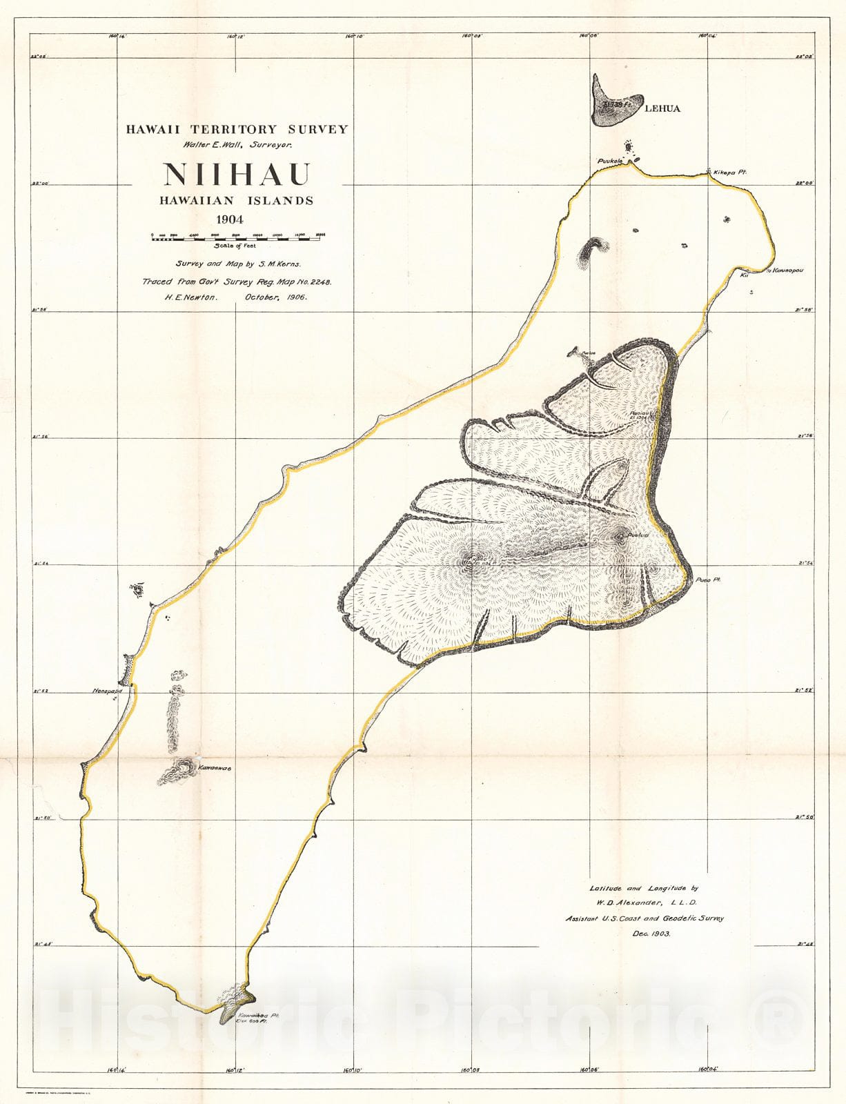 Historic Map : 1904 Niihau : Vintage Wall Art – Historic Pictoric