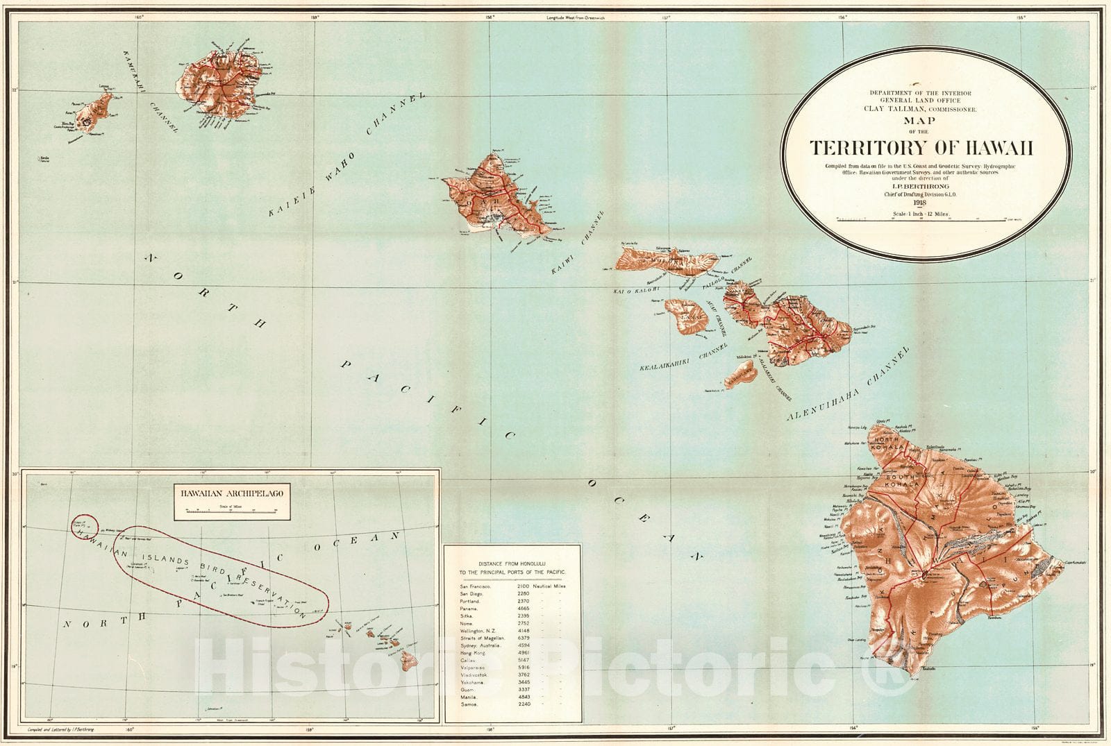 Historic Map : 1918 Map of the Territory of Hawaii : Vintage Wall Art ...