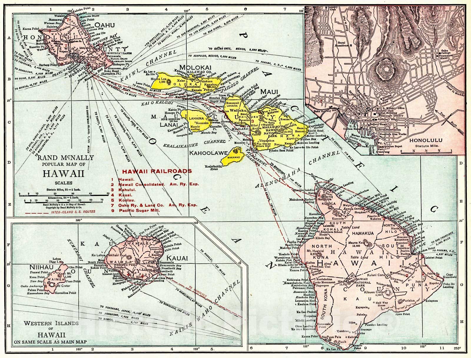 Historic Map : 1921 Hawaii : Vintage Wall Art – Historic Pictoric