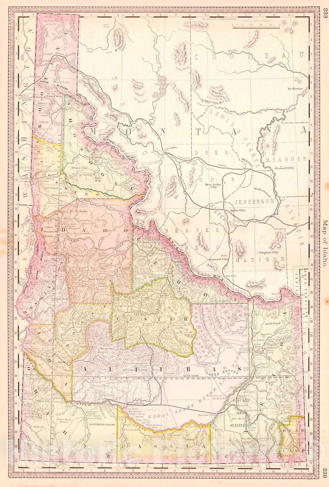 Historic Map : 1884 Map of Idaho : Vintage Wall Art – Historic Pictoric