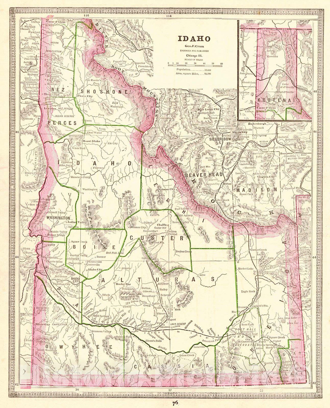 Historic Map : 1885 Idaho : Vintage Wall Art – Historic Pictoric