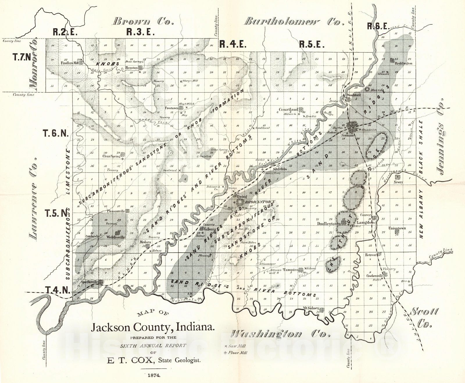 Historic Map : 1874 Map of Jackson, Indiana : Vintage Wall Art ...