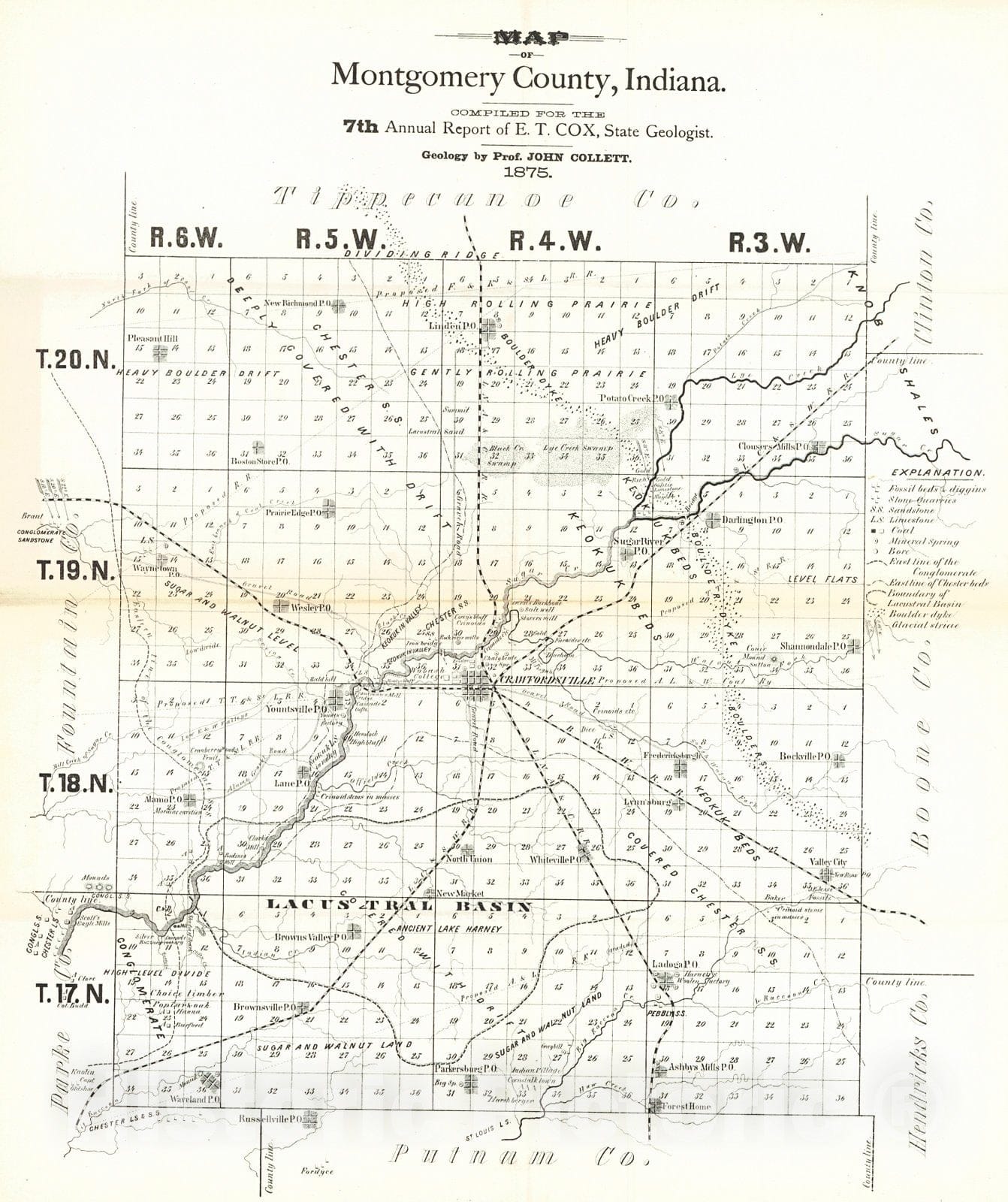 Historic Map : 1875 Map of Montgomery County, Indiana : Vintage Wall A ...