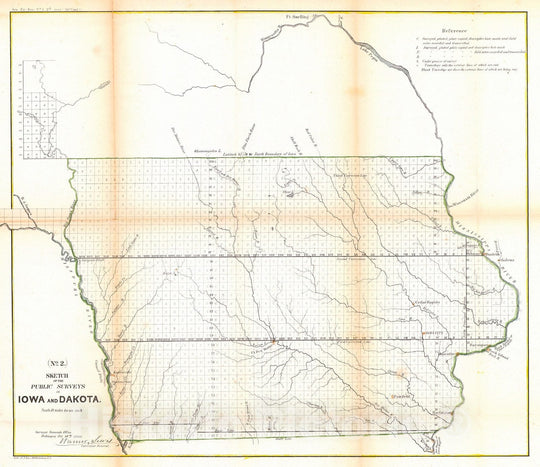 Historic Map : 1860 No. 2 Sketch of the Public Surveys in Iowa and Dak ...