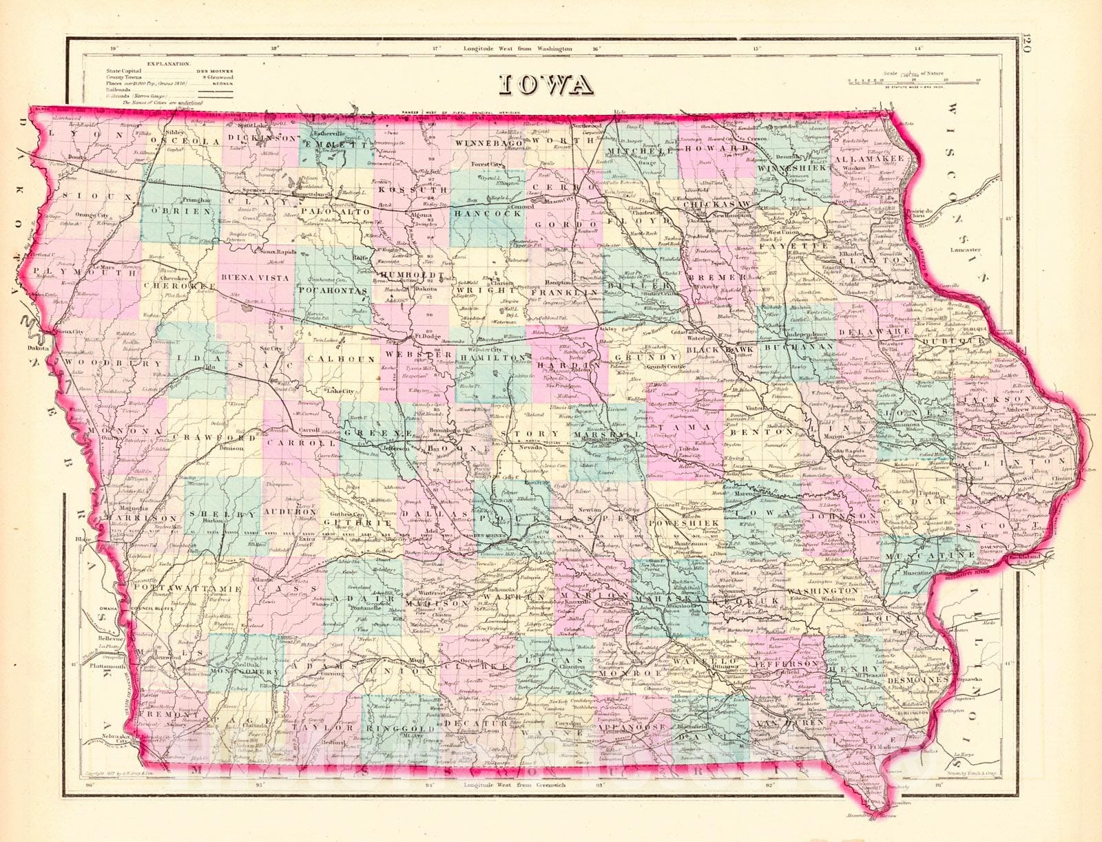 Historic Map : 1880 Iowa : Vintage Wall Art – Historic Pictoric
