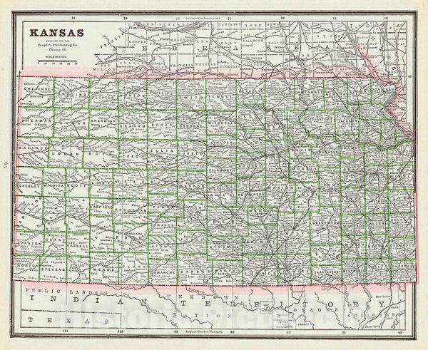 Historic Map : 1888 Kansas : Vintage Wall Art - Historic Pictoric
