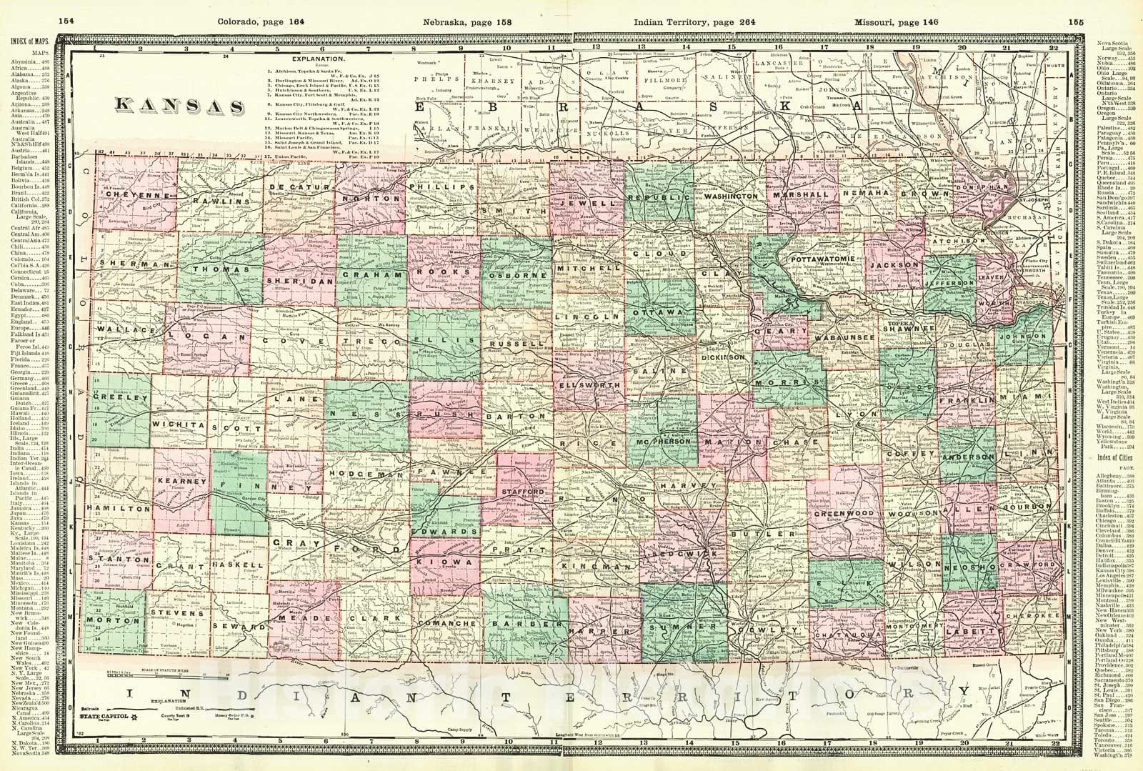 Historic Map : 1895 Kansas : Vintage Wall Art – Historic Pictoric