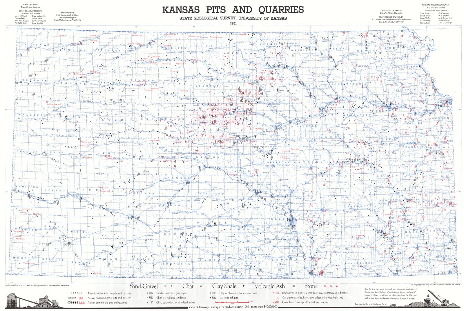 Historic Map : 1951 Kansas Pits and Quarries : Vintage Wall Art ...