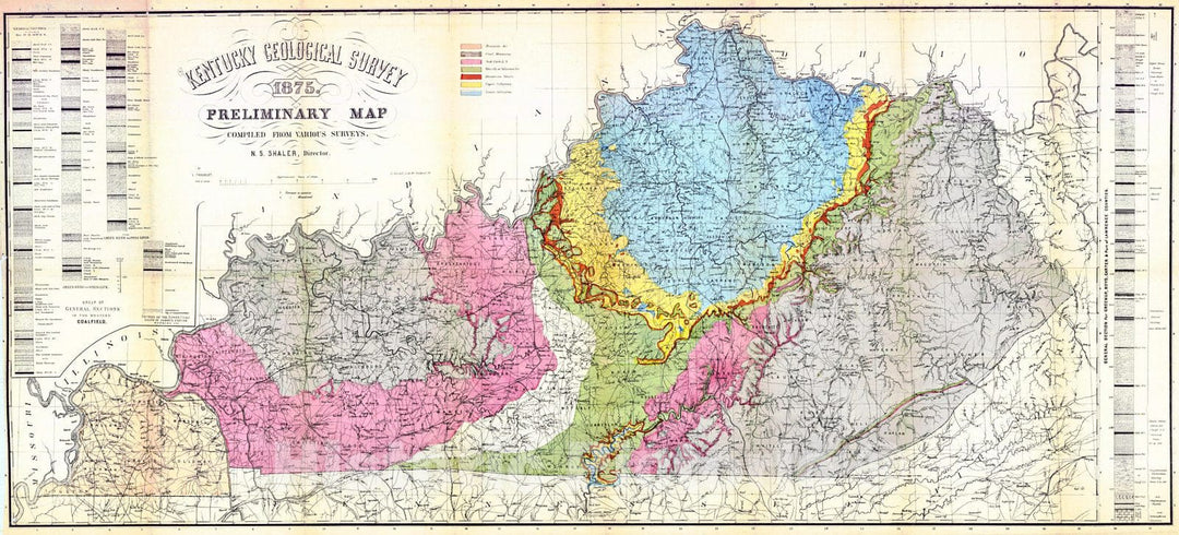 Historic Map : 1875 Kentucky Geological Survey Preliminary Map : Vinta ...