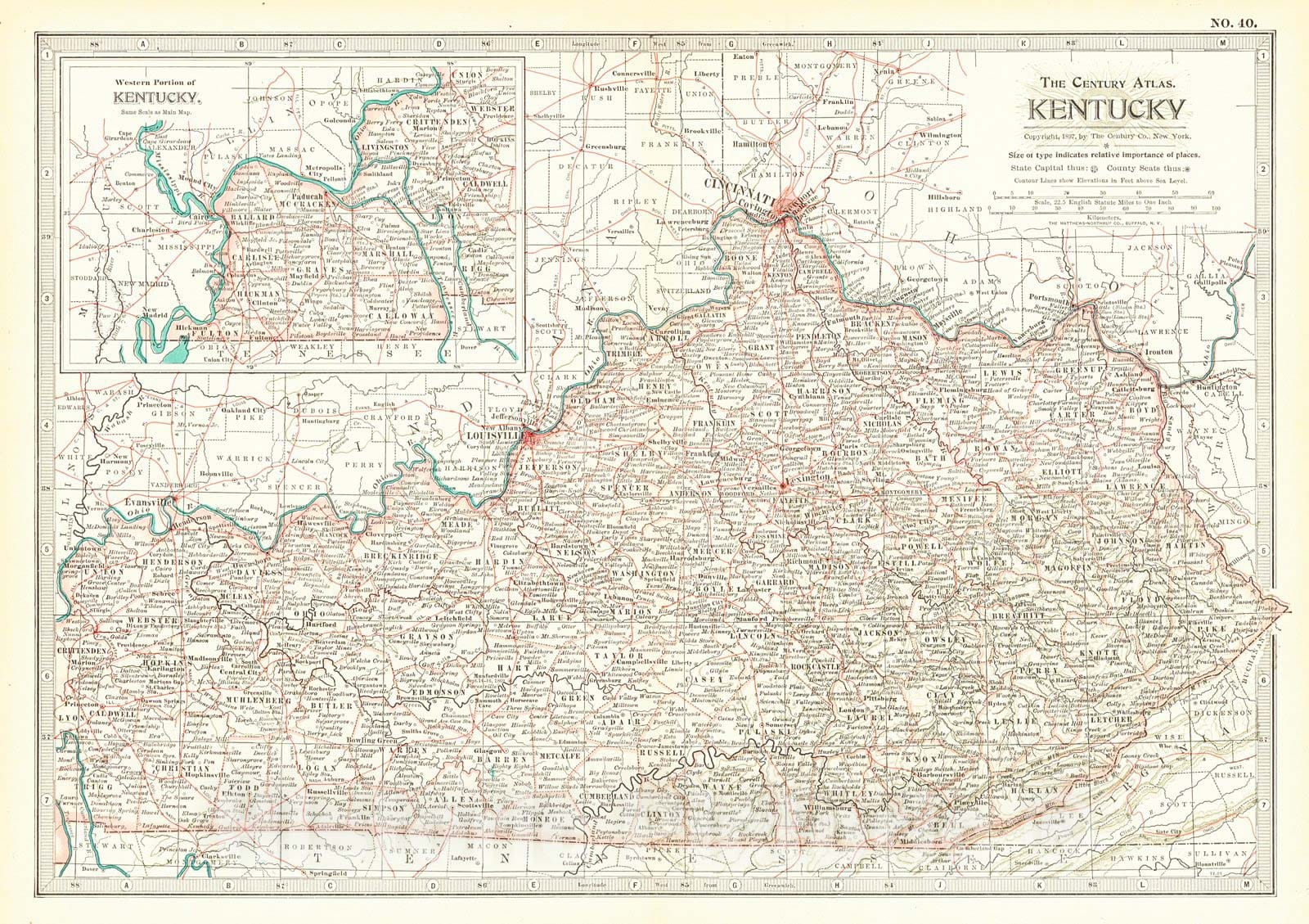 Historic Map : 1897 Kentucky : Vintage Wall Art – Historic Pictoric